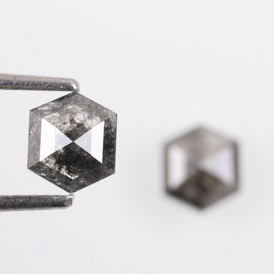 Natural Salt and Pepper Hexagon Cut Diamond – Less Diamond